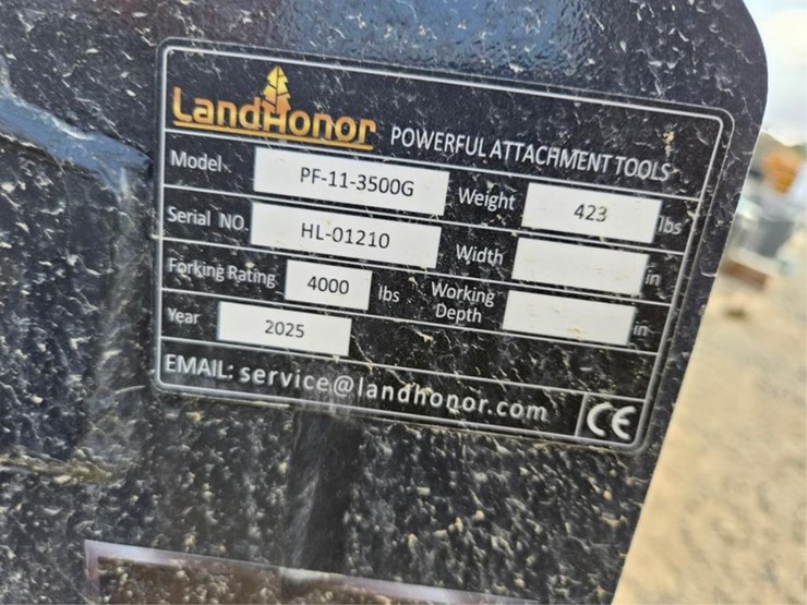 #3165 • New Land Honor PF-11-3500G Pallet Fork by Powers Auction Service | Auction Resource