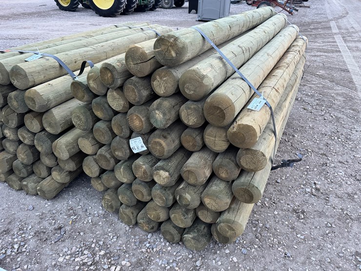 #4241 • Treated Posts- 5-6in x 8ft Pointed Ends 50 posts per bundle ...