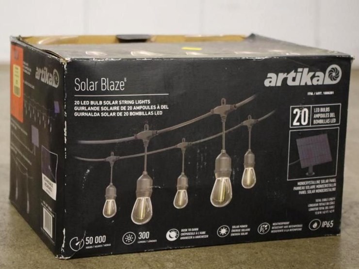 ARTIKA Solar Blaze 20 LED Bulb Outdoor Solar String Lights, Matte Black ...