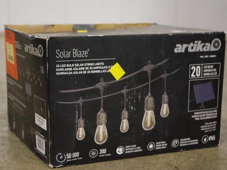 ARTIKA Solar Blaze 20 LED Bulb Outdoor Solar String Lights, Matte Black ...
