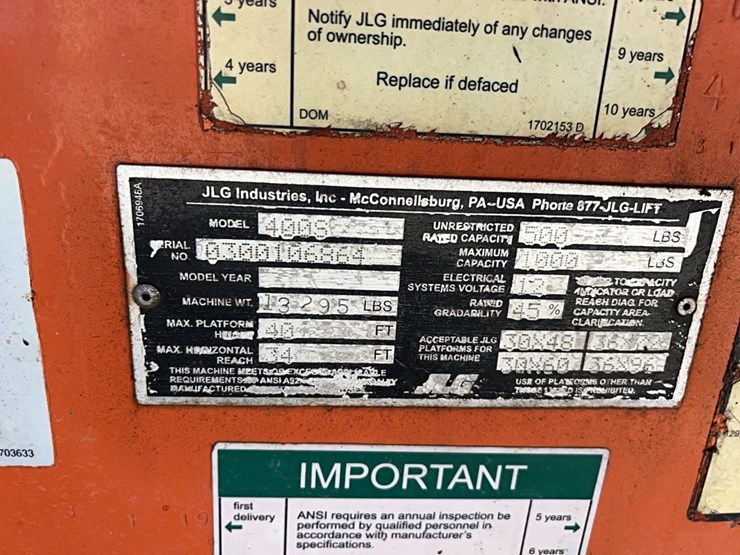 JLG 400S BOOM LIFT SN:300106864 4X4, by Alex Lyon & Son | Auction Resource