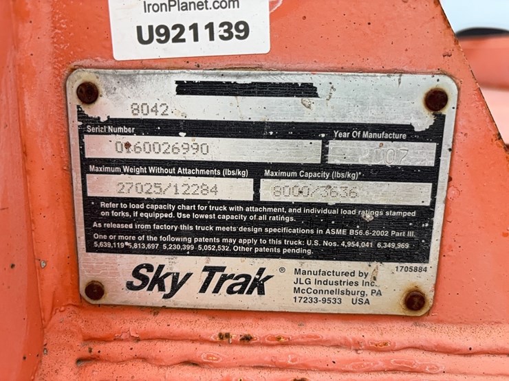 SKYTRAK 8444 TELESCOPIC FORKLIFT SN:160026990 4X4, by Alex Lyon & Son ...